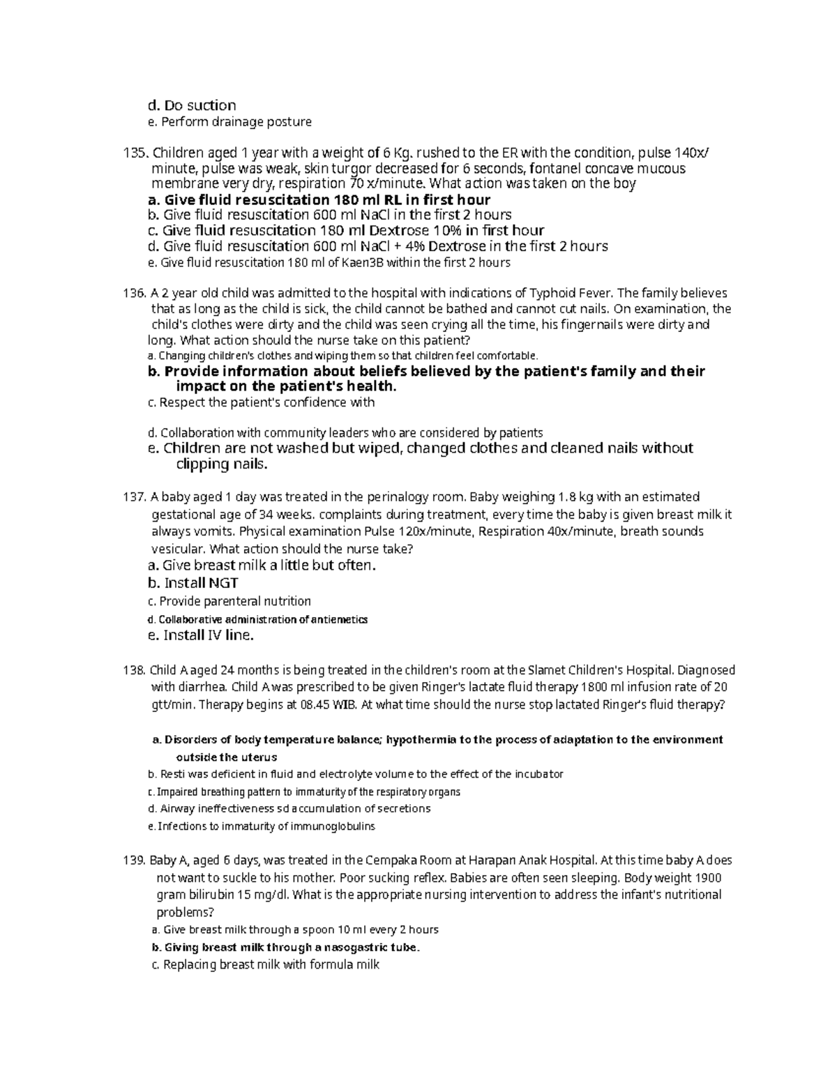 Materials of CTE - Nursing (22) - d. Do suction e. Perform drainage ...