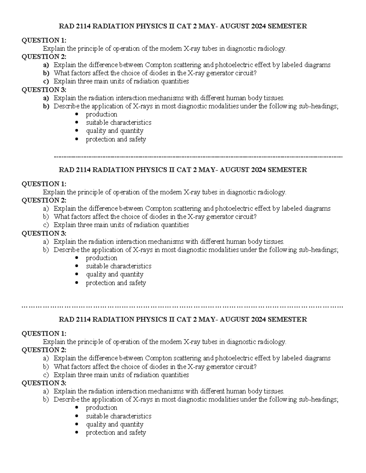 RAD 2114 Rad physics II - I need a logbook for my practical - RAD 2114 ...