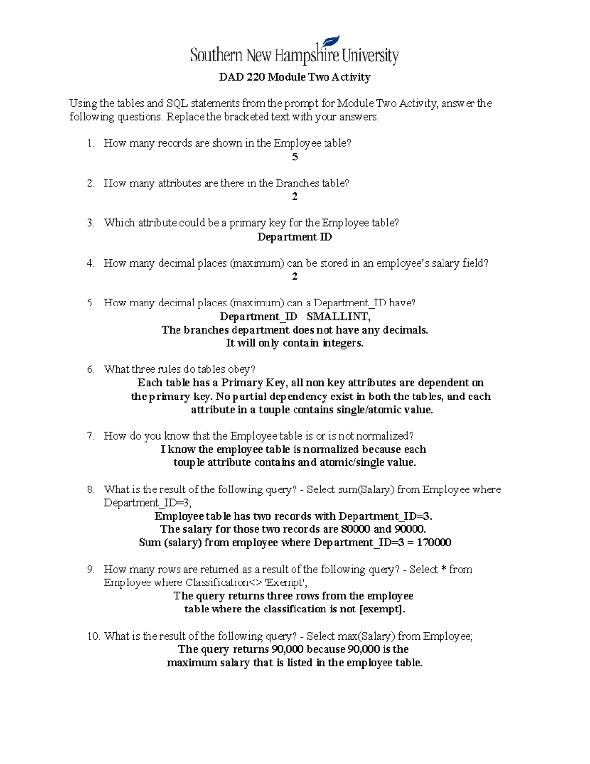 Luna DAD 220 Module Two Activity - DAD 220 Module Two Activity Using ...