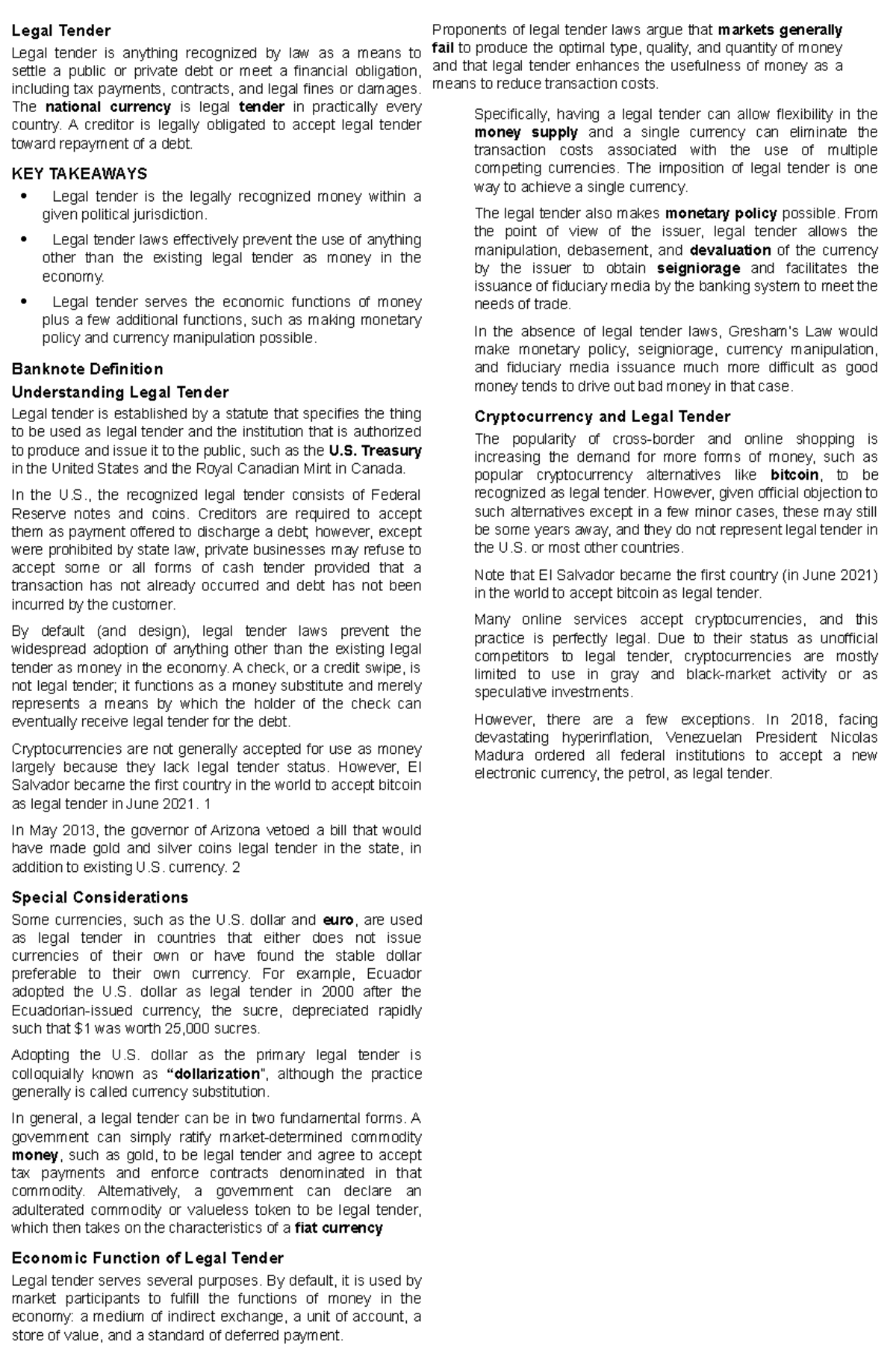 Legal-Tender - Ma'am Lilia - Legal Tender Legal tender is anything ...