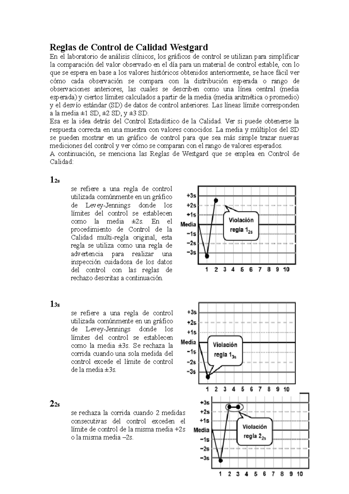 Reglas de Control de Calidad Westgard imprimir laboratorio - Reglas de Control de Calidad ...
