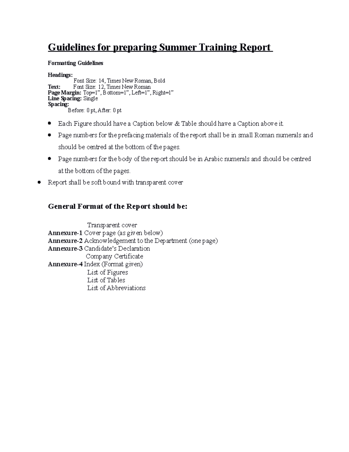 Internship Project Report Format - Guidelines for preparing Summer ...
