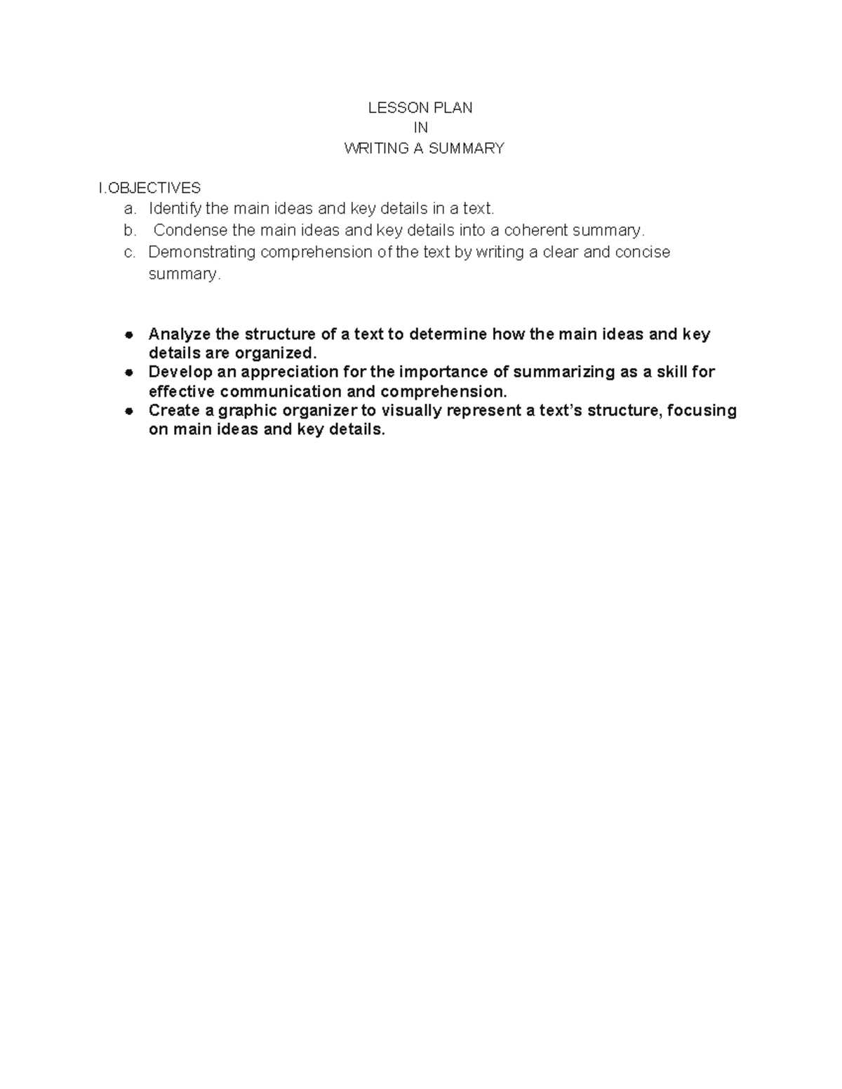 Lesson PLAN - STUDY PLAN OR EXAMPLE IN MAKING PLANS - LESSON PLAN IN ...