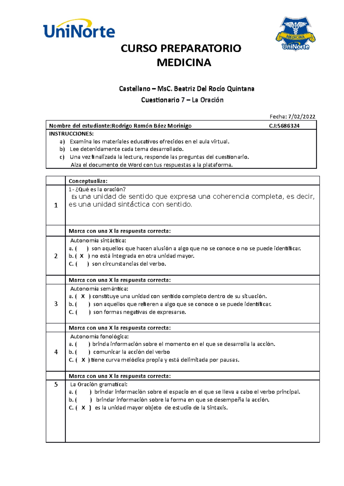 Castellano 7 terminado - CURSO PREPARATORIO MEDICINA Castellano – MsC ...