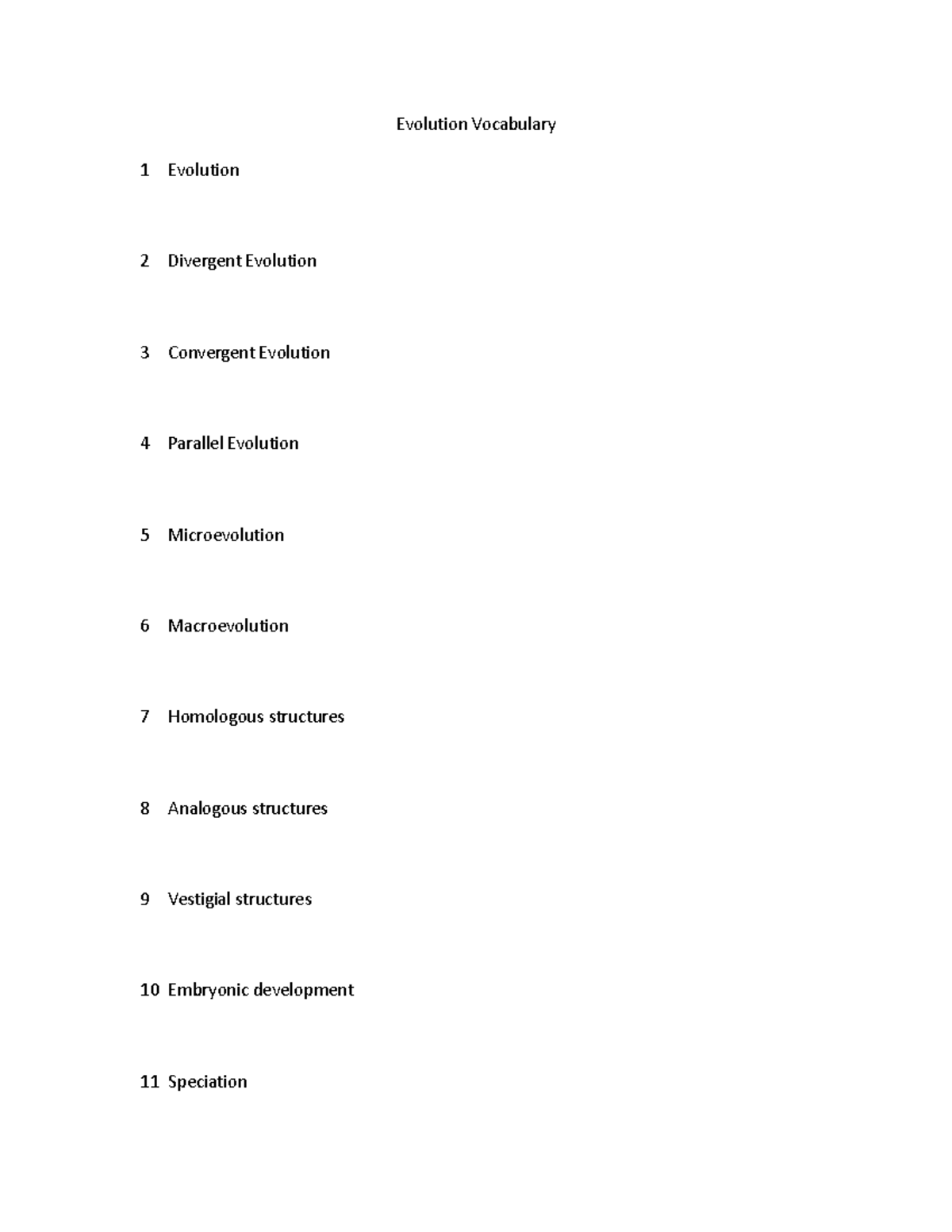 Evolution Vocabulary - 1 Evolu琀椀on Evolu琀椀on Vocabulary 2 Divergent ...