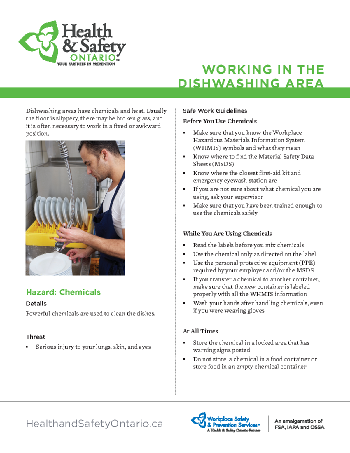 Working in Dishwashing Areas - HealthandSafetyOntario Dishwashing areas ...