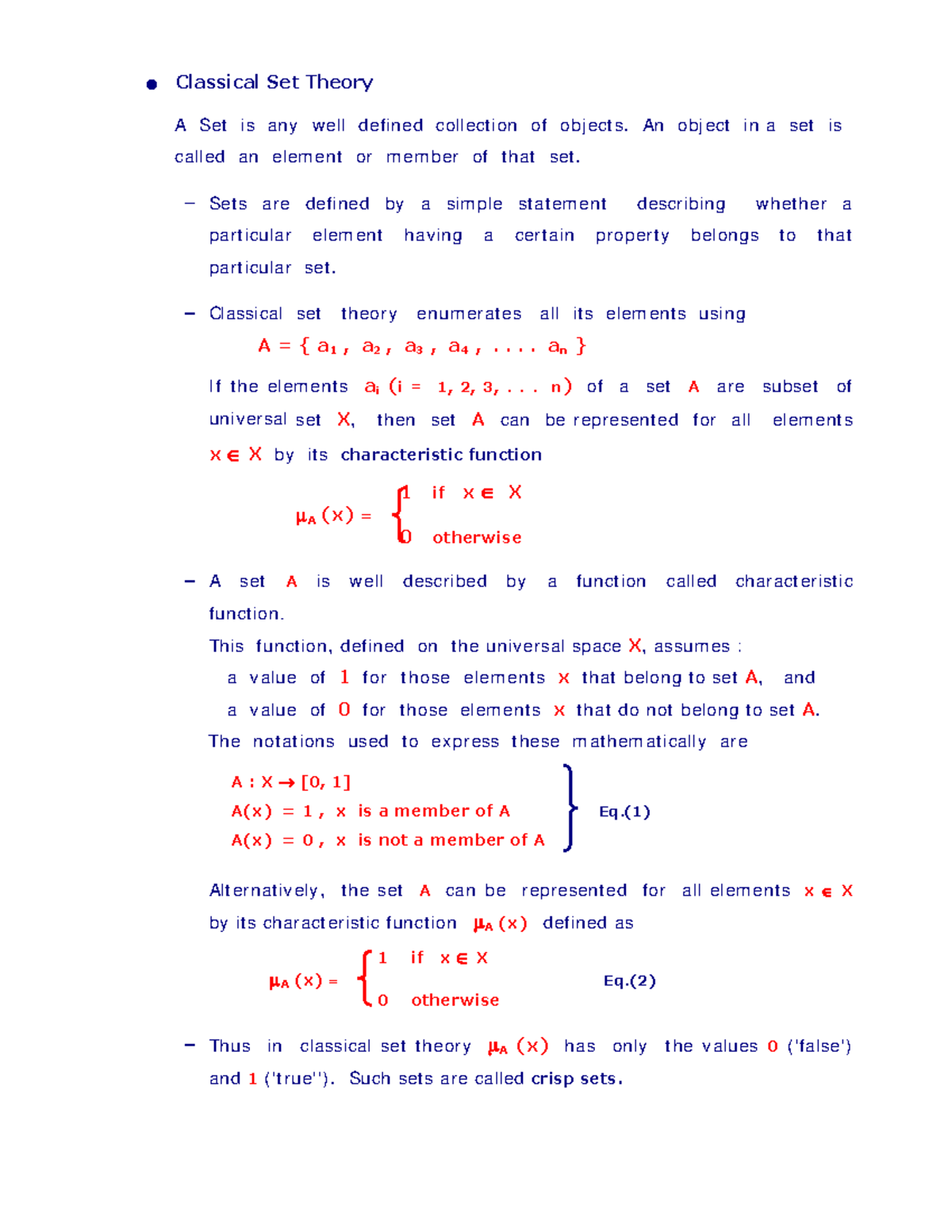 Artificial intelligence notes-13 - Classical Set Theory A Set is any ...