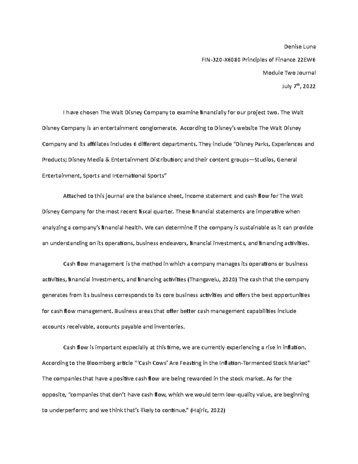 Module Two Journal - I received an A on this assignment - Denise Luna ...