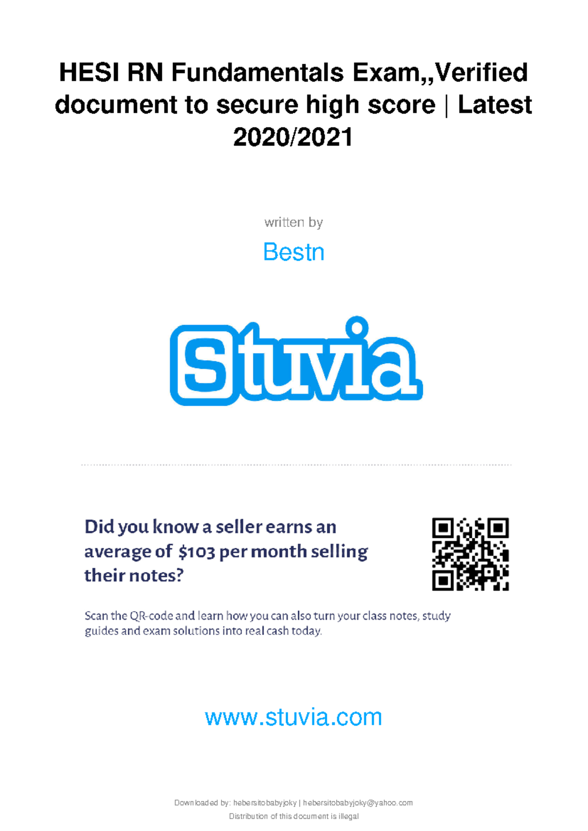 Stuvia 979695 hesi rn fundamentals examverified document to secure high ...