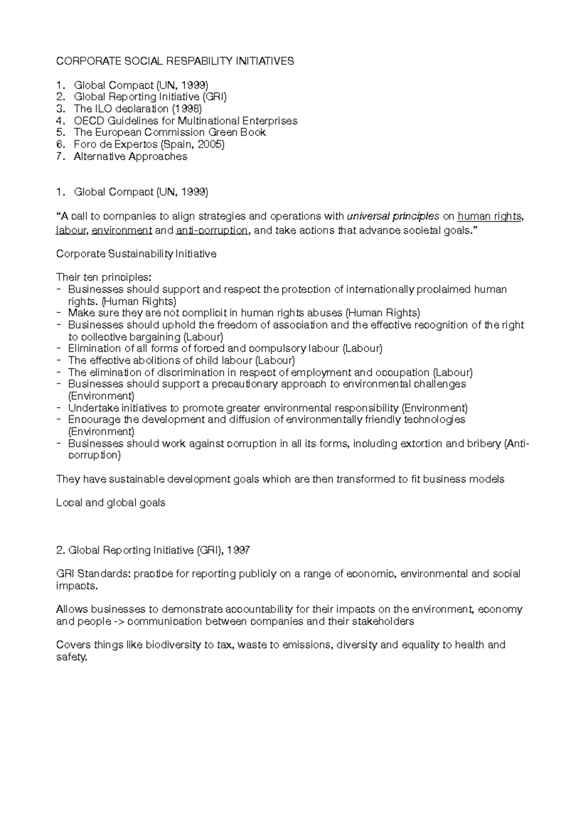 Topic 6:7. CRS initiatives - CORPORATE SOCIAL RESPABILITY INITIATIVES ...
