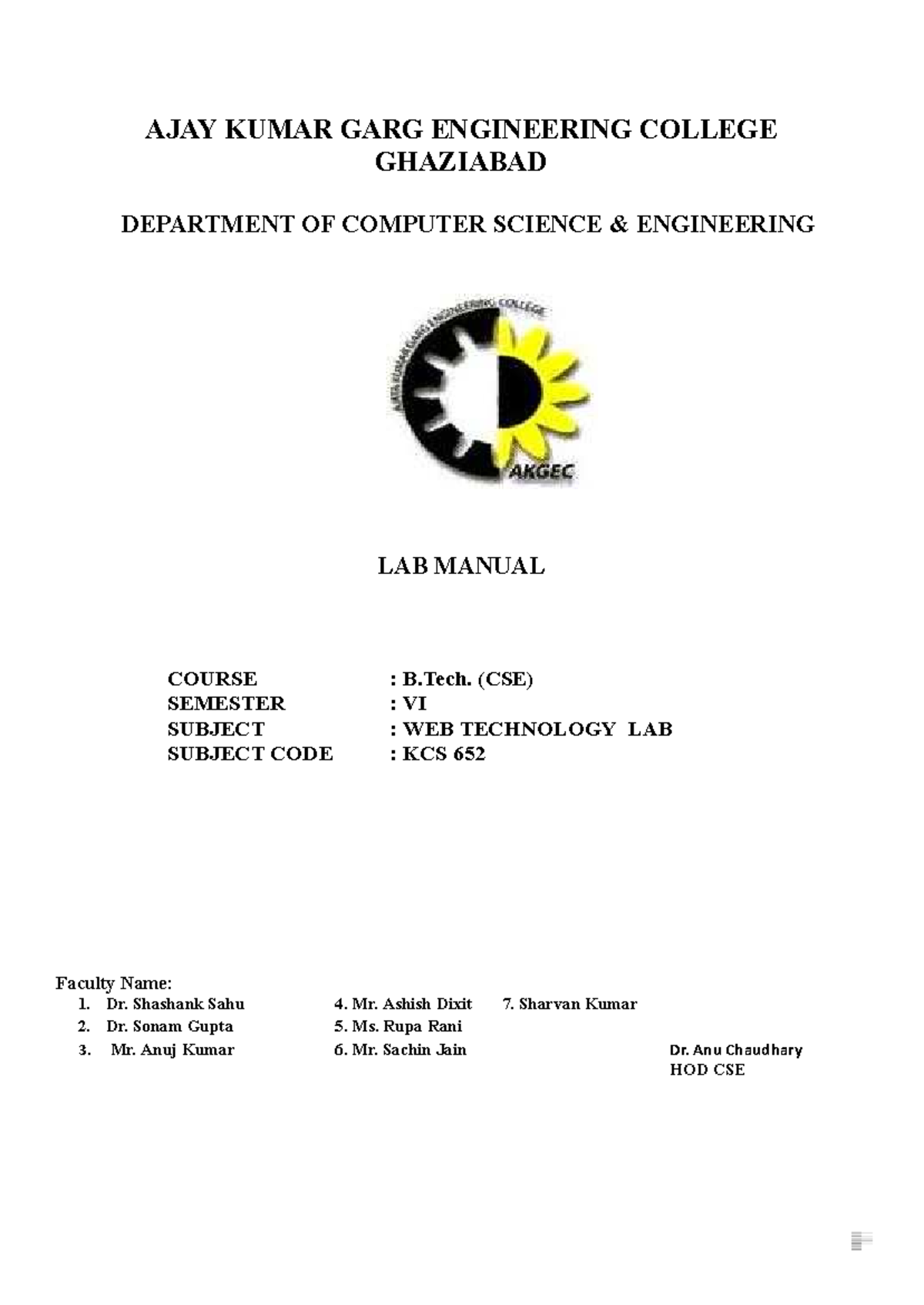 Lab Mnanual Web Tech(KCS-652) - AJAY KUMAR GARG ENGINEERING COLLEGE ...