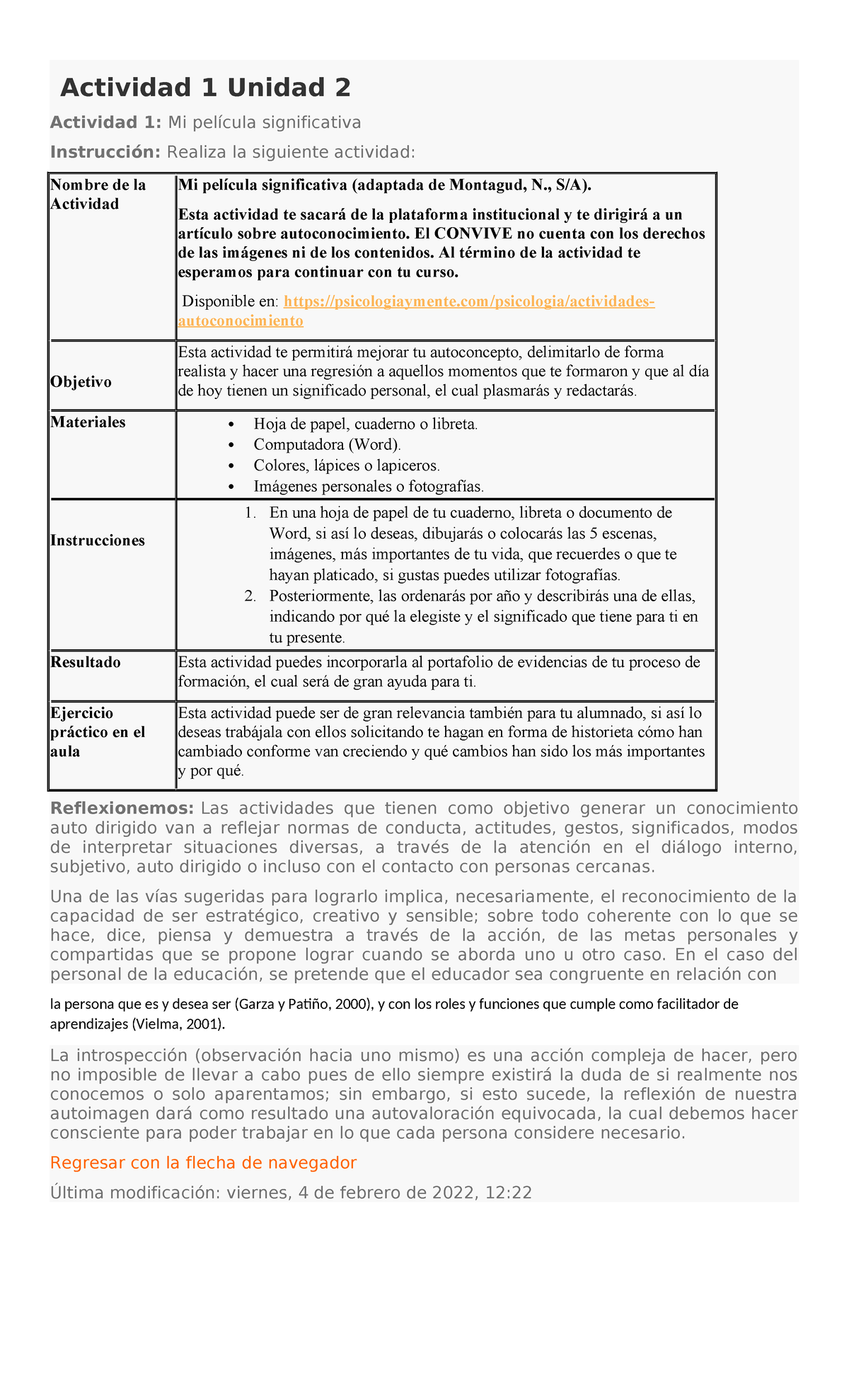 Actividad 1 Unidad 2 - Actividad 1: Mi película significativa Instrucción: Realiza la siguiente ...