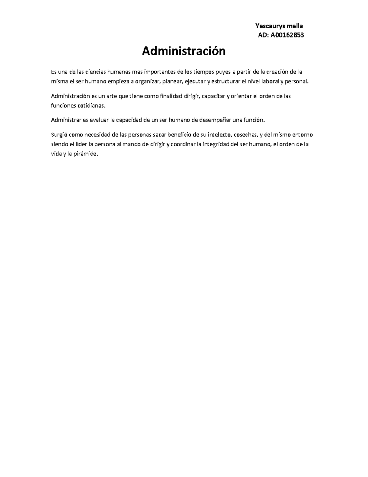 Mella Yescaurys Definicion Administracion - Yescaurys mella AD: A ...