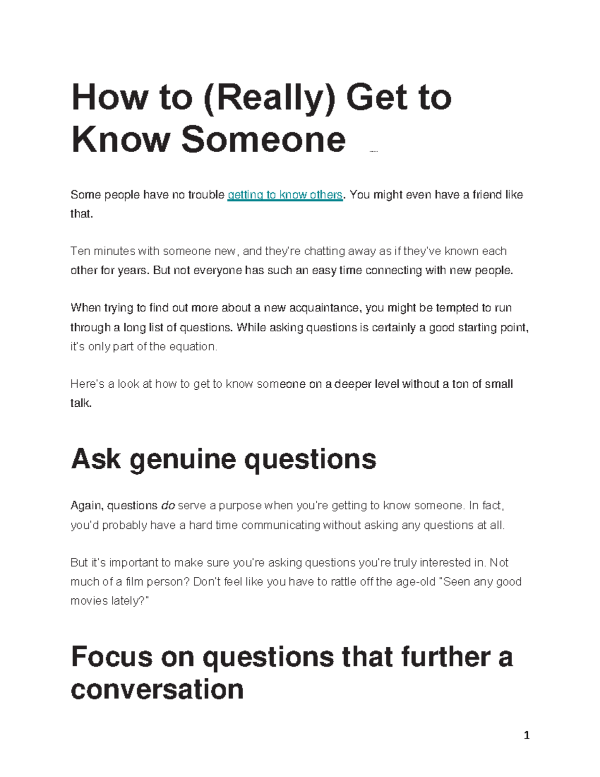 How to get to know someone - How to (Really) Get to Know Someone Share ...