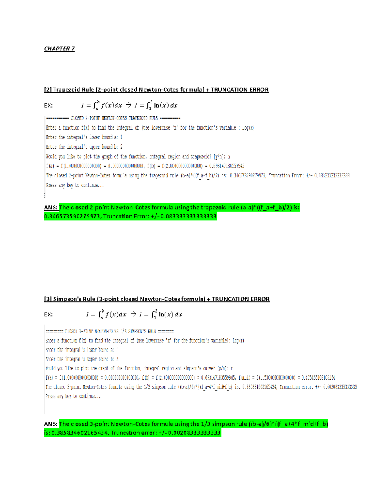 CH7-CH8 Scrypt - zzz - CHAPTER 7 [2] Trapezoid Rule (2-point closed ...