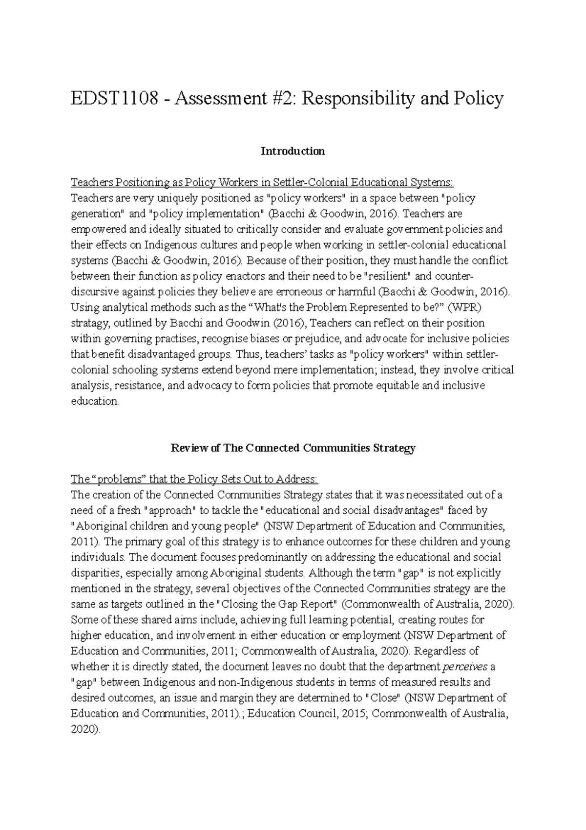 Task#2 EDST1108 T2 23 - EDST1108 - Assessment #2: Responsibility and ...