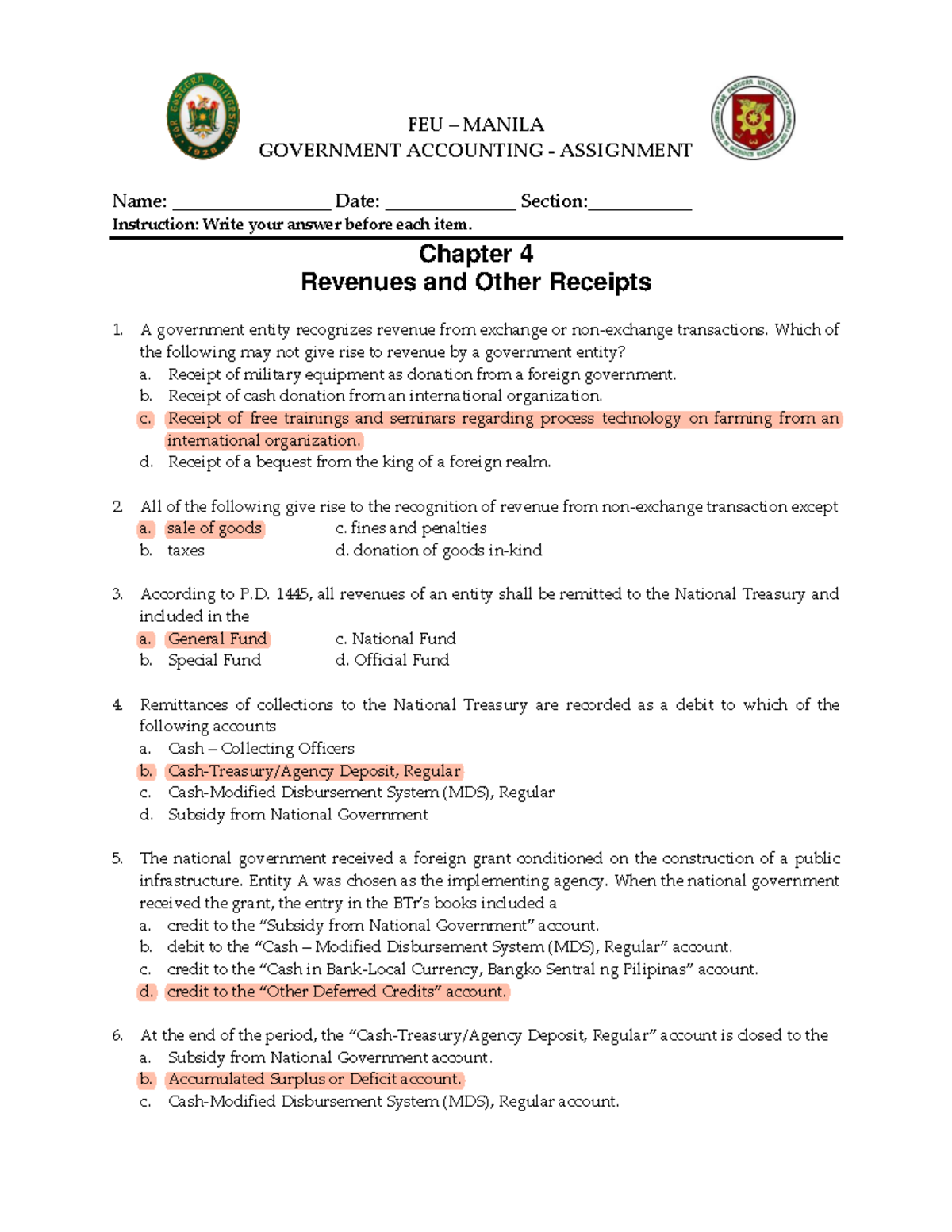revenues AND Other Receipts - FEU – MANILA GOVERNMENT ACCOUNTING ...