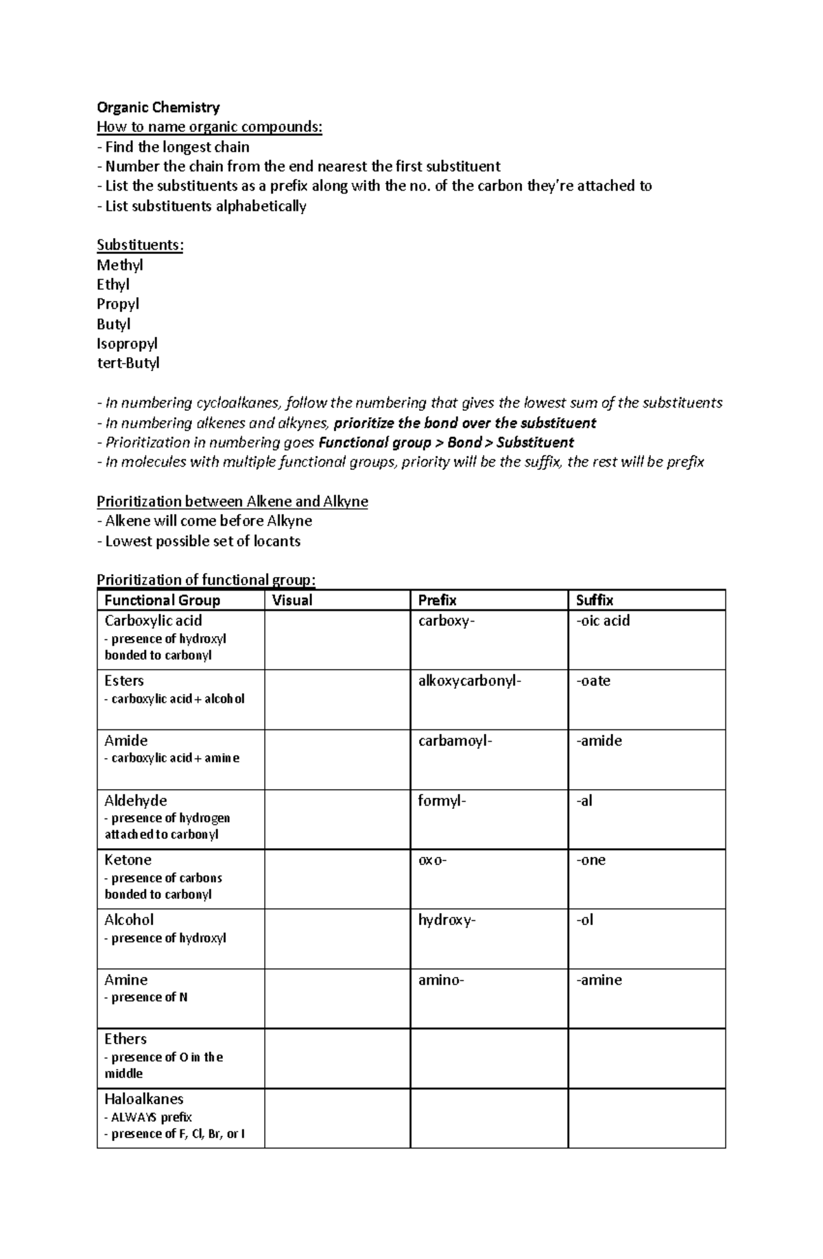 Organic Chemistry Naming Cheat Sheet - Organic Chemistry How to name ...