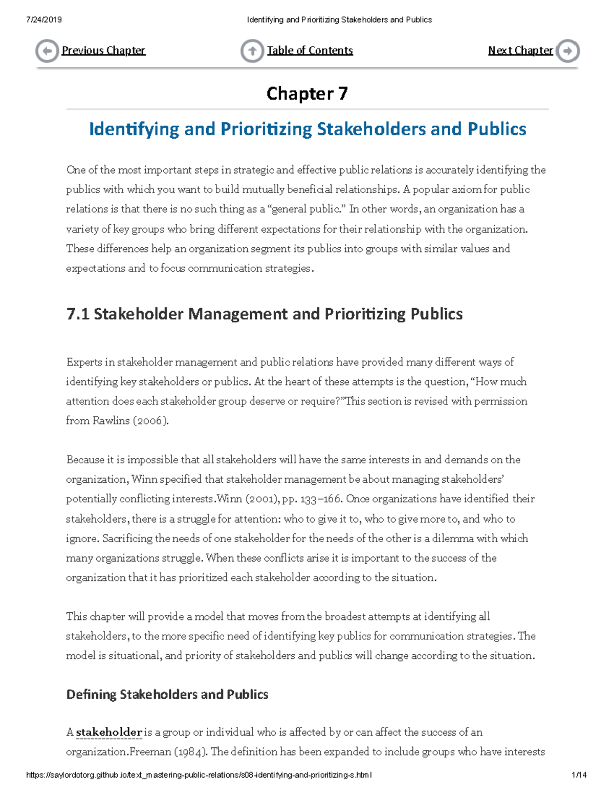 Identifying and Prioritizing Stakeholders and Publics - A popular axiom ...