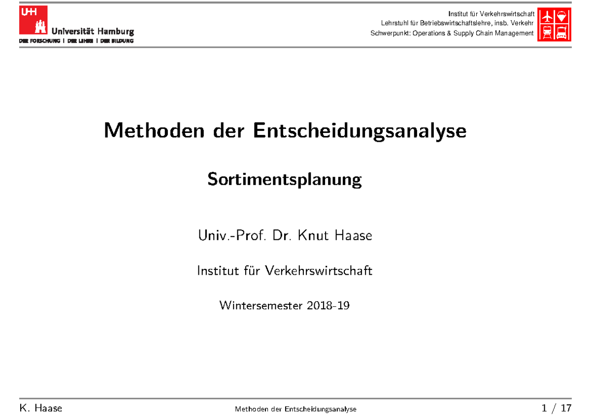 MEA18-19 05 Sortimentsplanung - Institut Verkehrswirtschaft Lehrstuhl ...