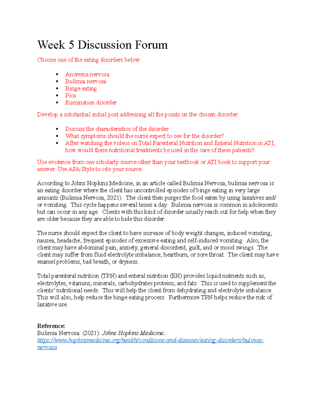 Week 5 Discussion Forum - Week 5 Discussion Forum Choose one of the ...