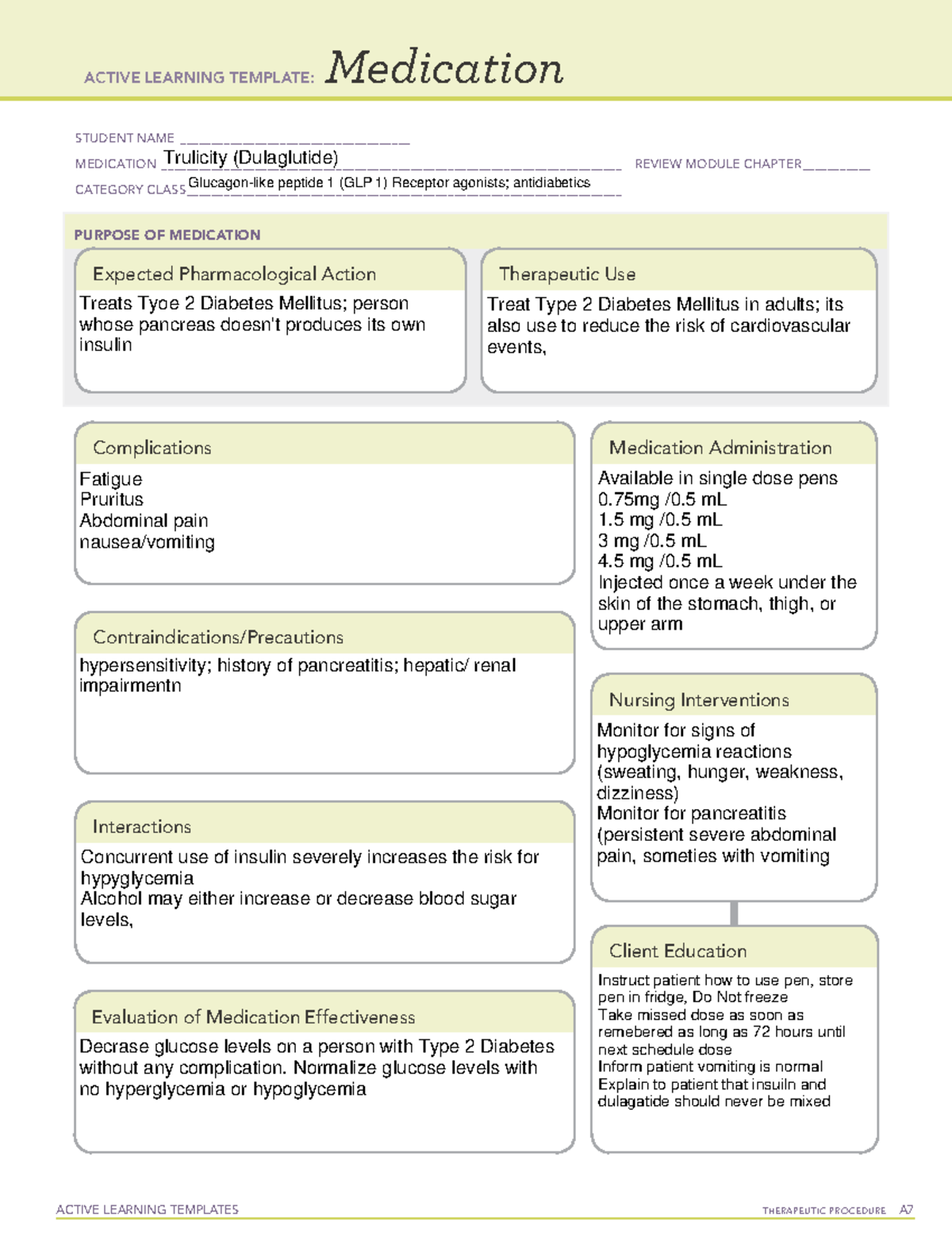 Trulicity - medication templet - ACTIVE LEARNING TEMPLATES TherapeuTic ...