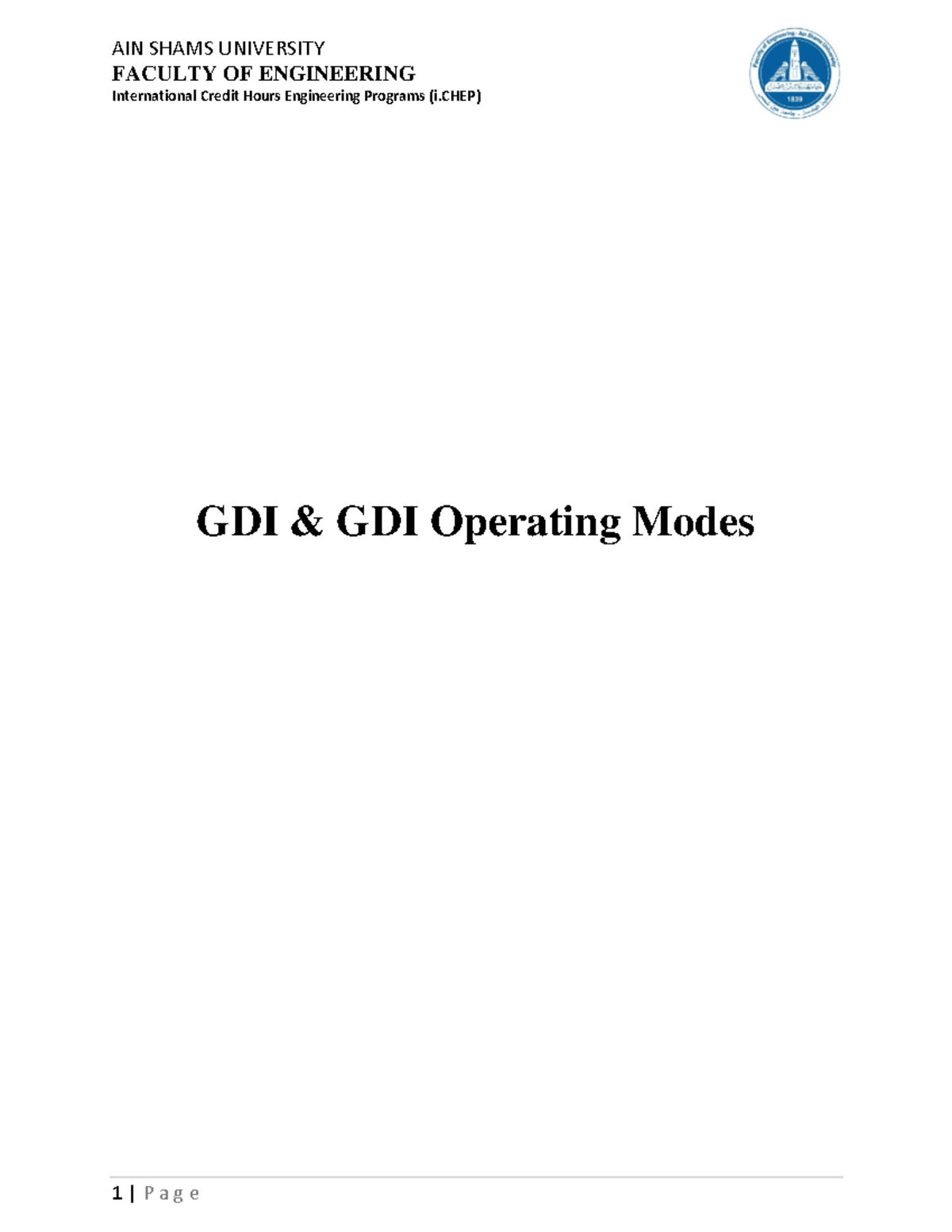 GDI and modes - FACULTY OF ENGINEERING International Credit Hours ...