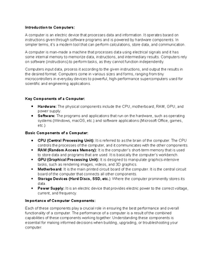 Chapter 1 Classification of Computers - Classification of Computers The ...