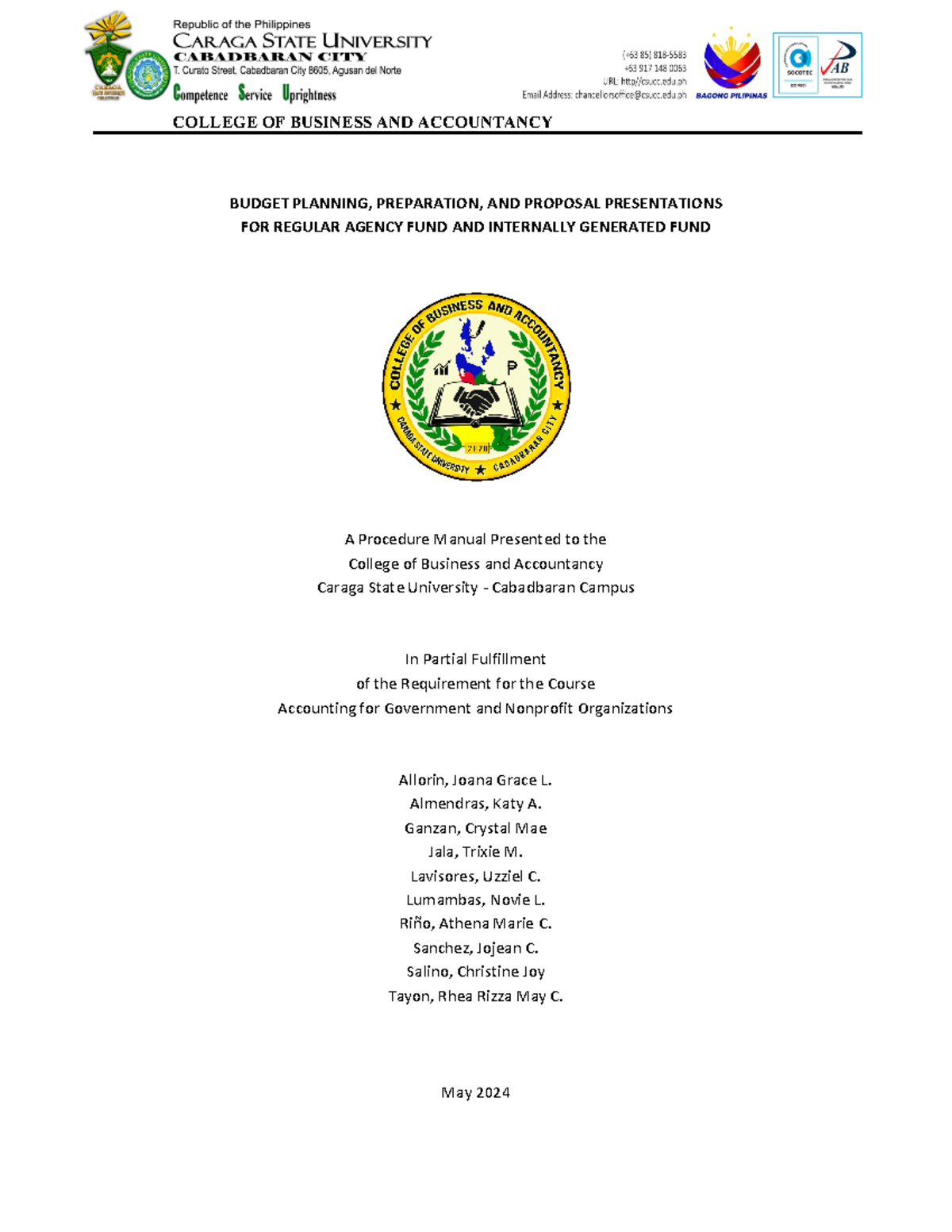 Agnpo-Final-Output Team-A - BUDGET PLANNING, PREPARATION, AND PROPOSAL ...