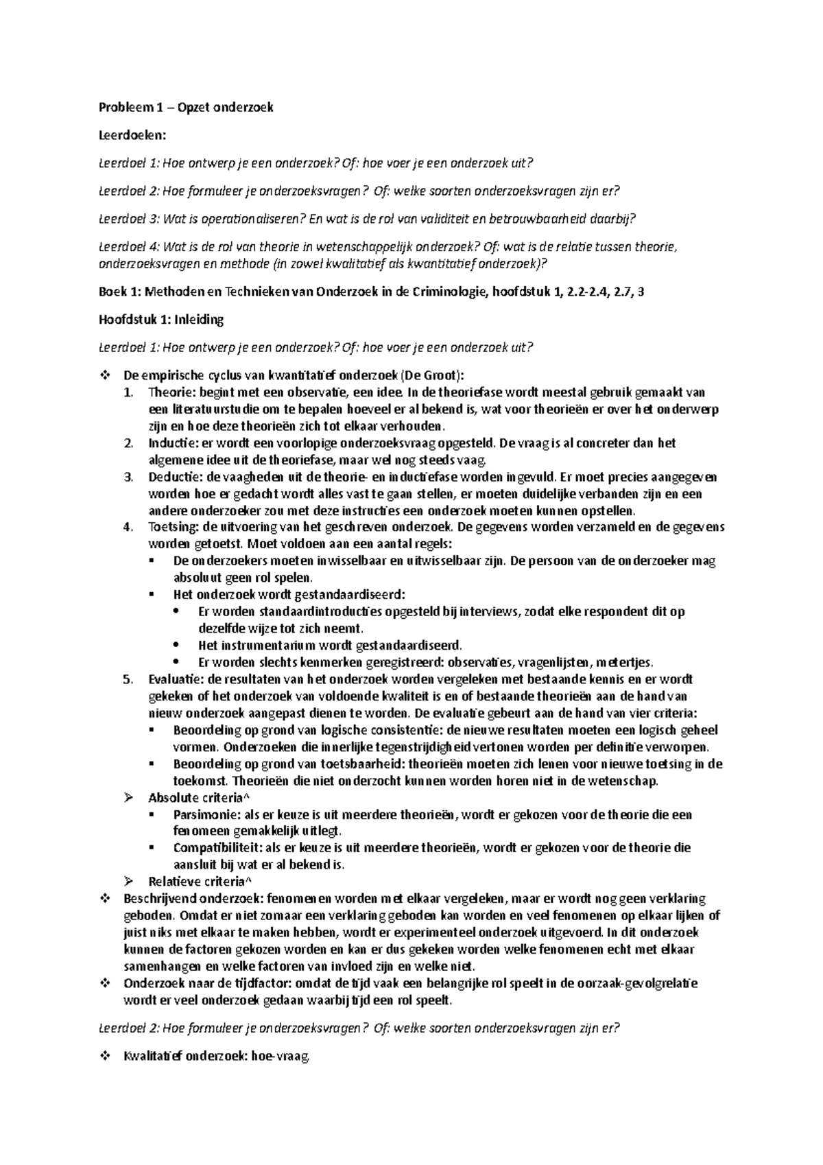 Probleem 1 - Opzet onderzoek - Probleem 1 – Opzet onderzoek Leerdoelen ...