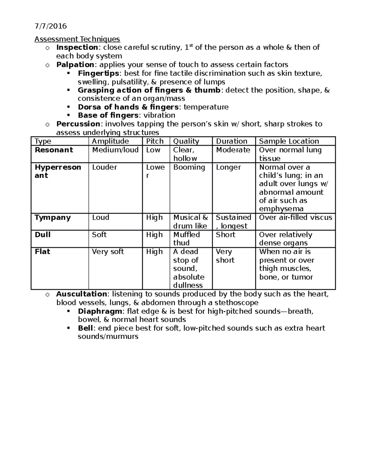 C1-Assessment Techniques - 7/7/2016 Assessment Techniques o Inspection ...