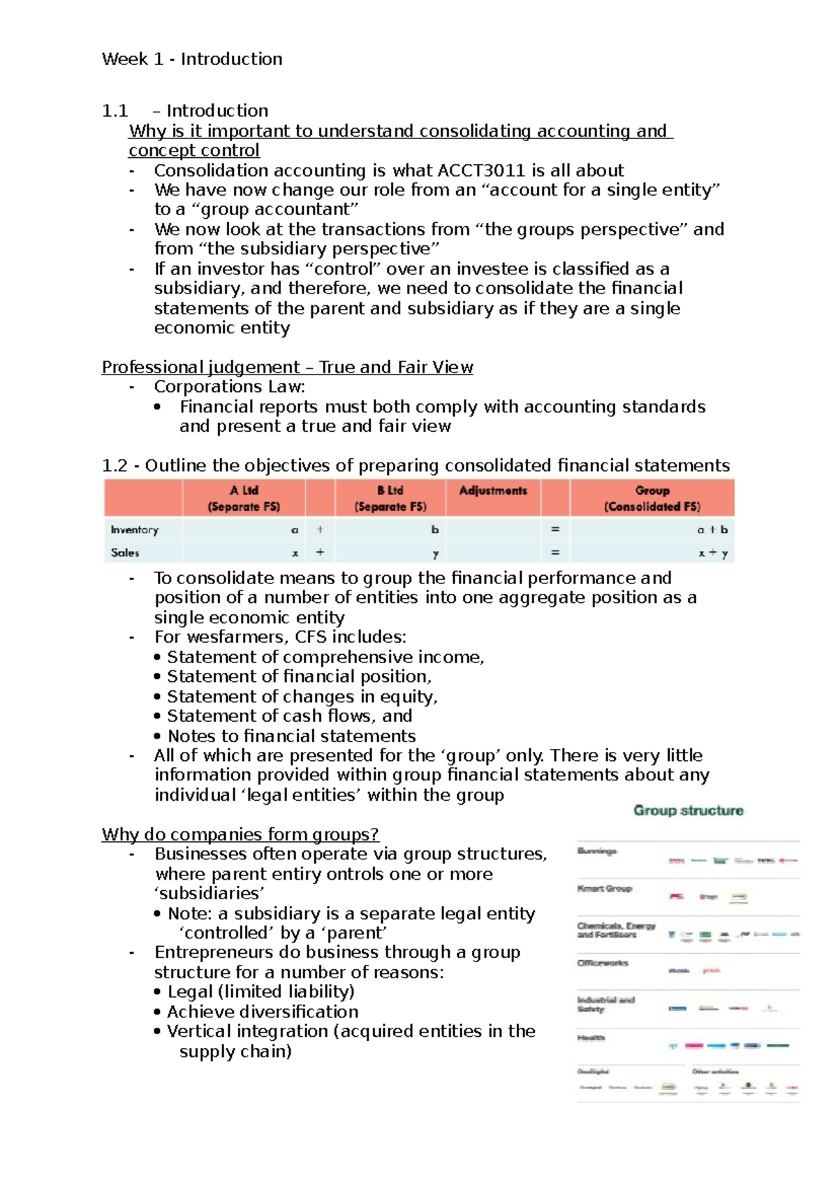 Week 1 Week 1 Lecture Notes 1 Introduction Why Is It Important To Understand Consolidating