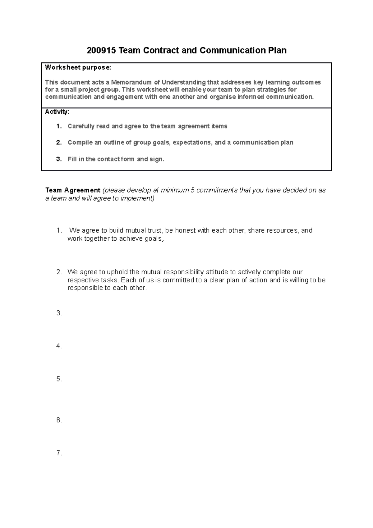 2009 15 Team Contract - must - 200915 Team Contract and Communication ...