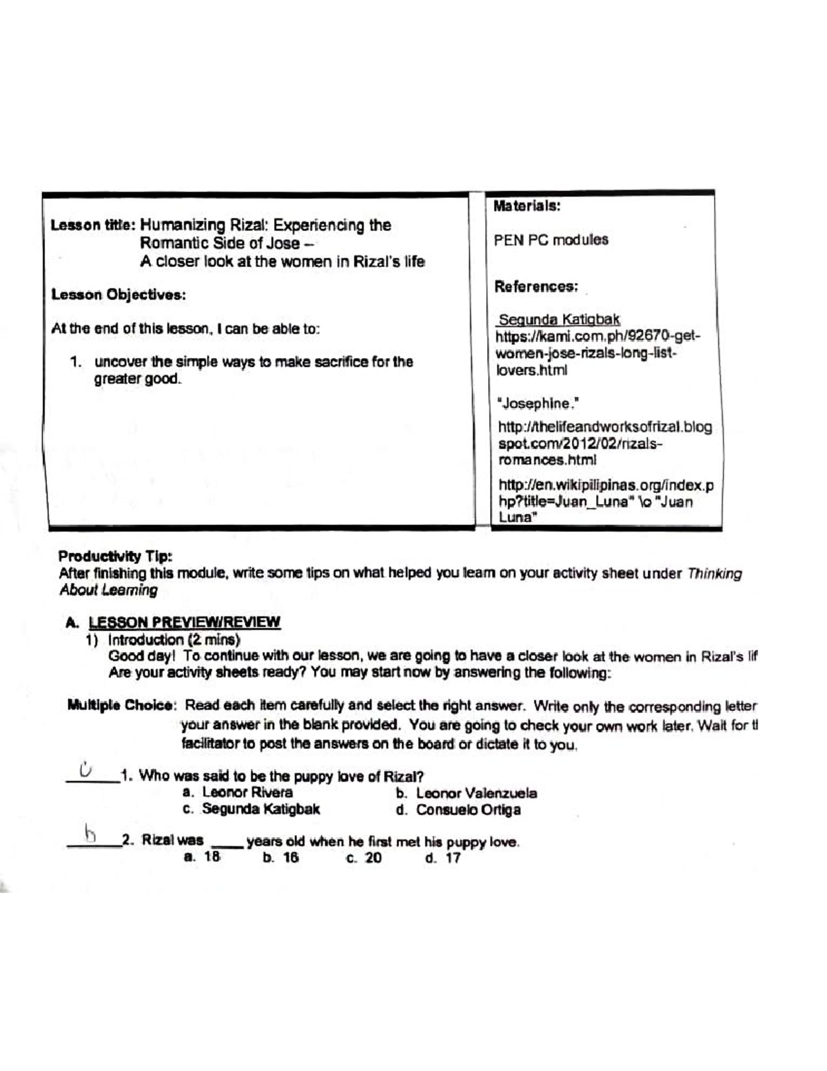 Romantic side of jose activity - Civil Engineering - Studocu