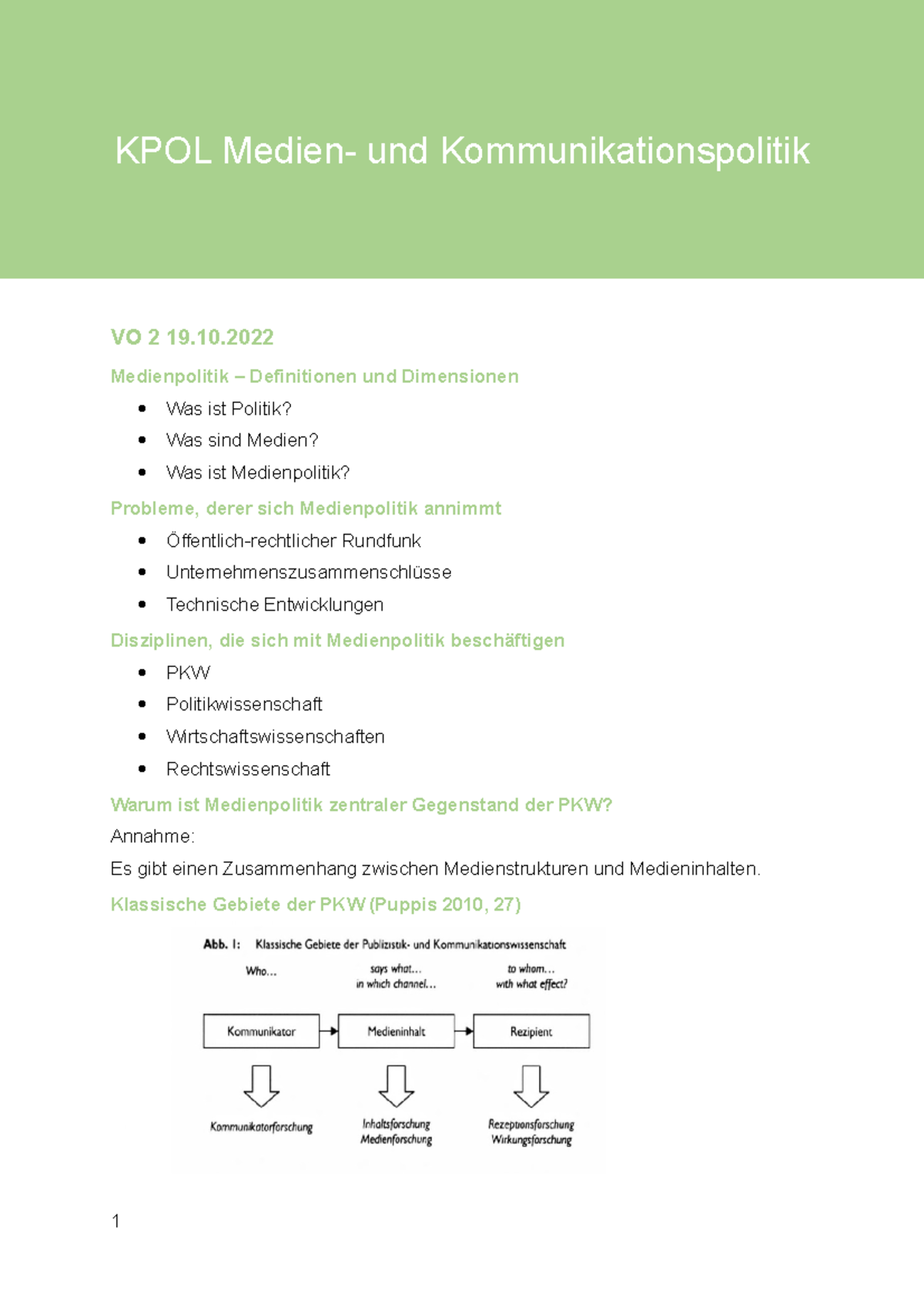 KPOL WS 22 - KPOL Medien- und Kommunikationspolitik VO 2 19 ...