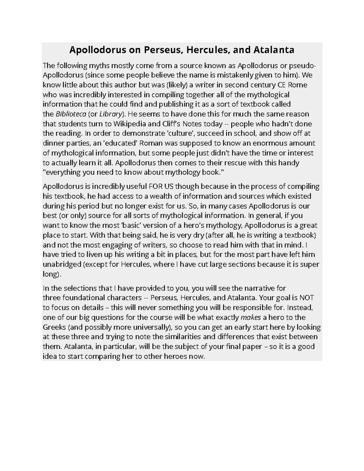 Perseus Heraklesand Atalanta reading for lesson 1 clas 1p97 ...