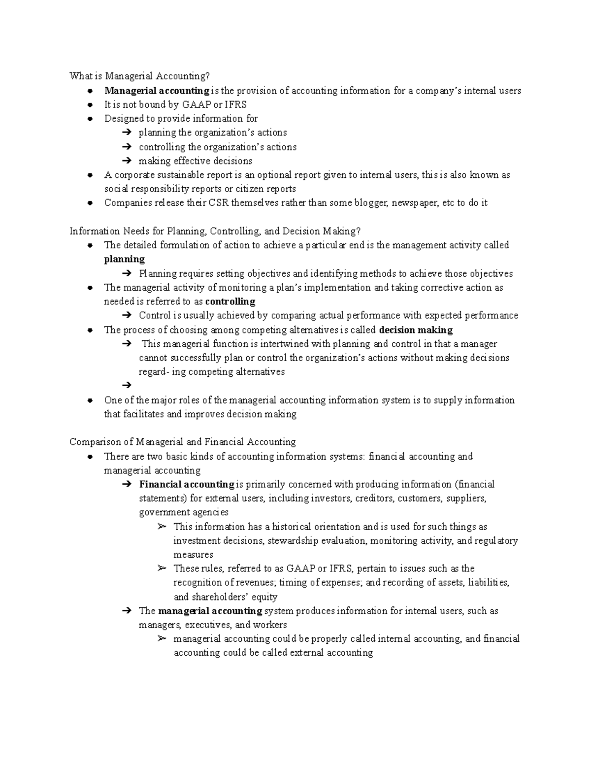 ACC406 Chapter 01 Introduction to Managerial Accounting - What is Managerial Accounting? - Studocu