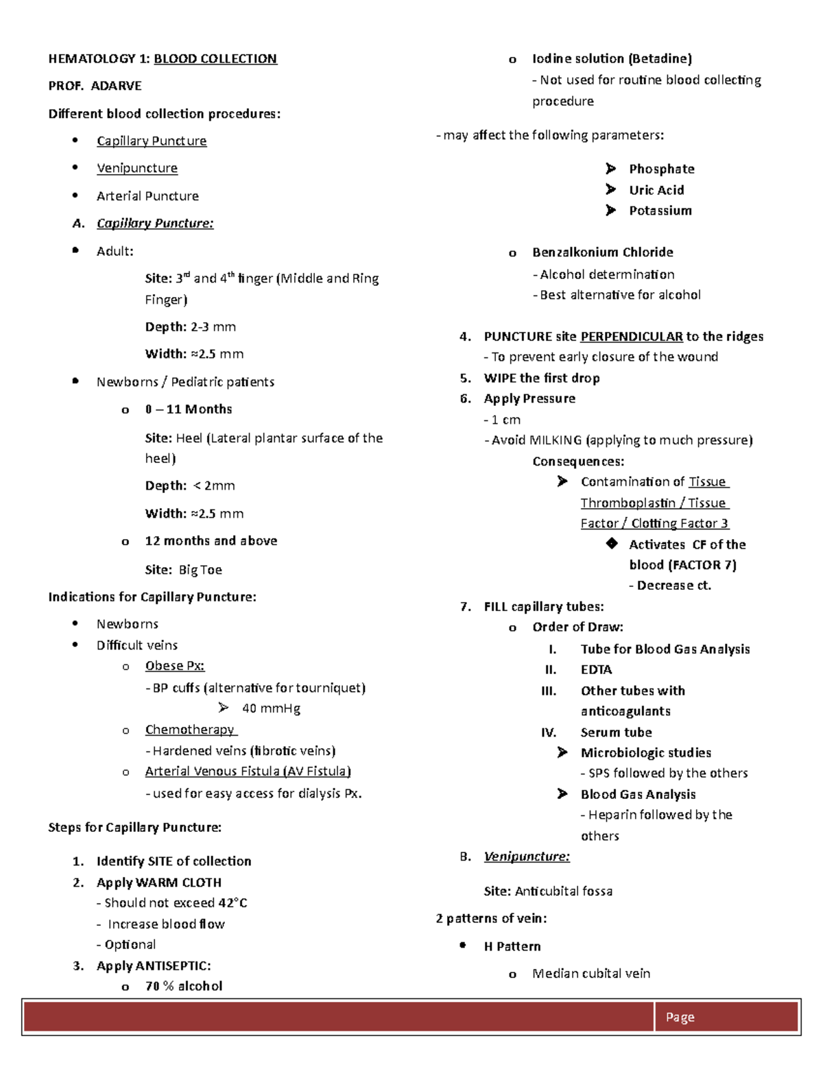 HEMA1 - Blood Collection - HEMATOLOGY 1: BLOOD COLLECTION PROF. ADARVE ...