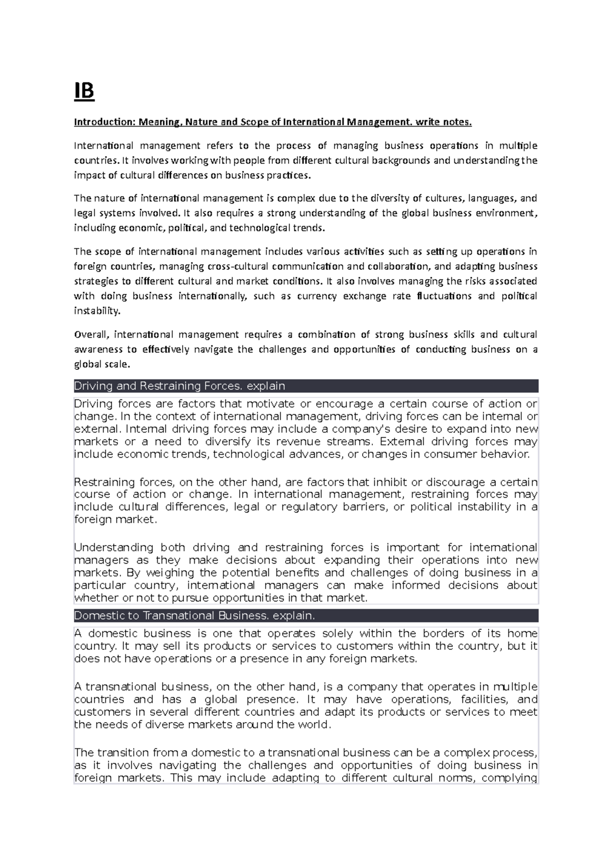 IB - study hard before exam - IB Introduction: Meaning, Nature and ...