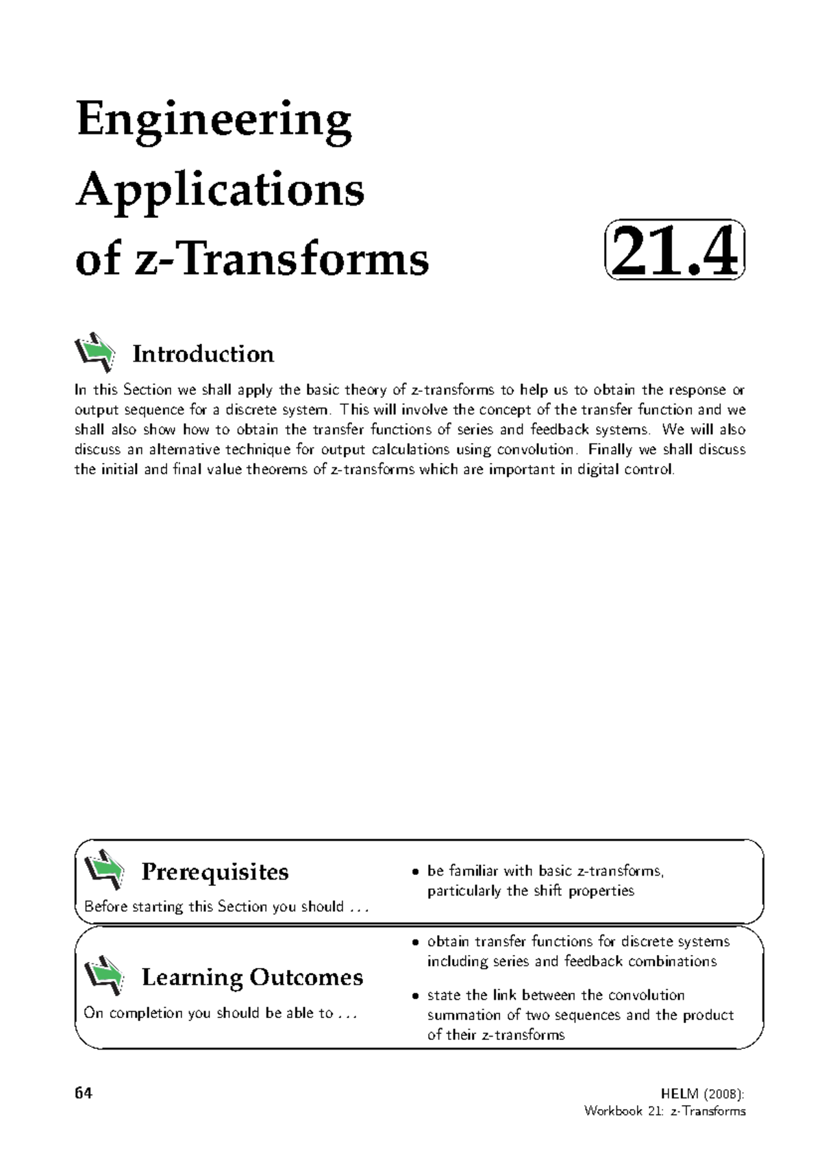 Eng app z transforms HELM - Engineering Applications of z-Transforms 21 ...