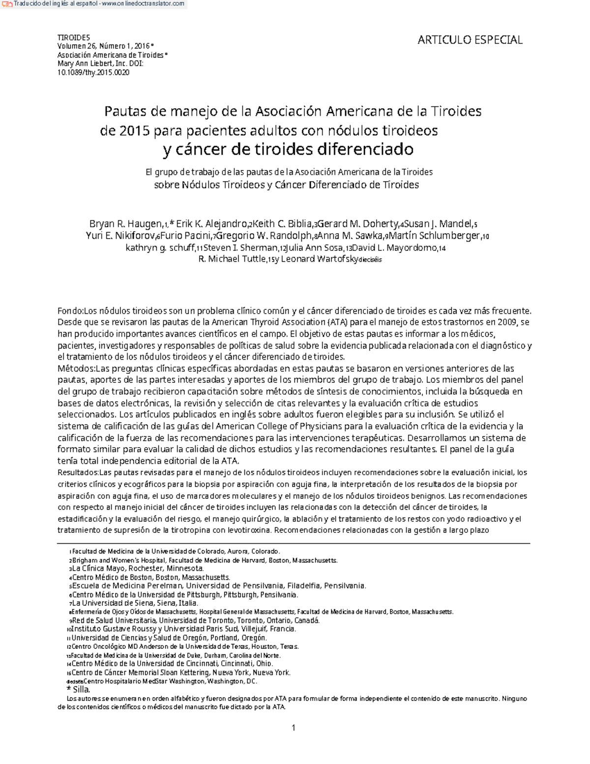 ATA nódulo tifoideo - TIROIDES Volumen 26, Número 1, 2016 ª Asociación ...