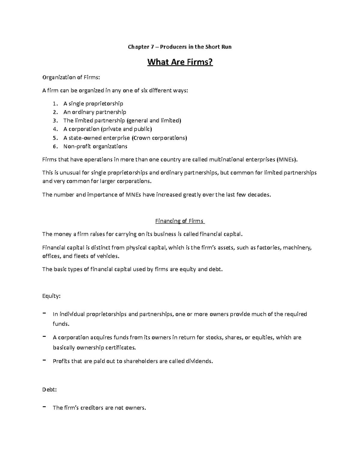 Chapter 7 – Producers in the Short Run - Chapter 7 – Producers in the ...