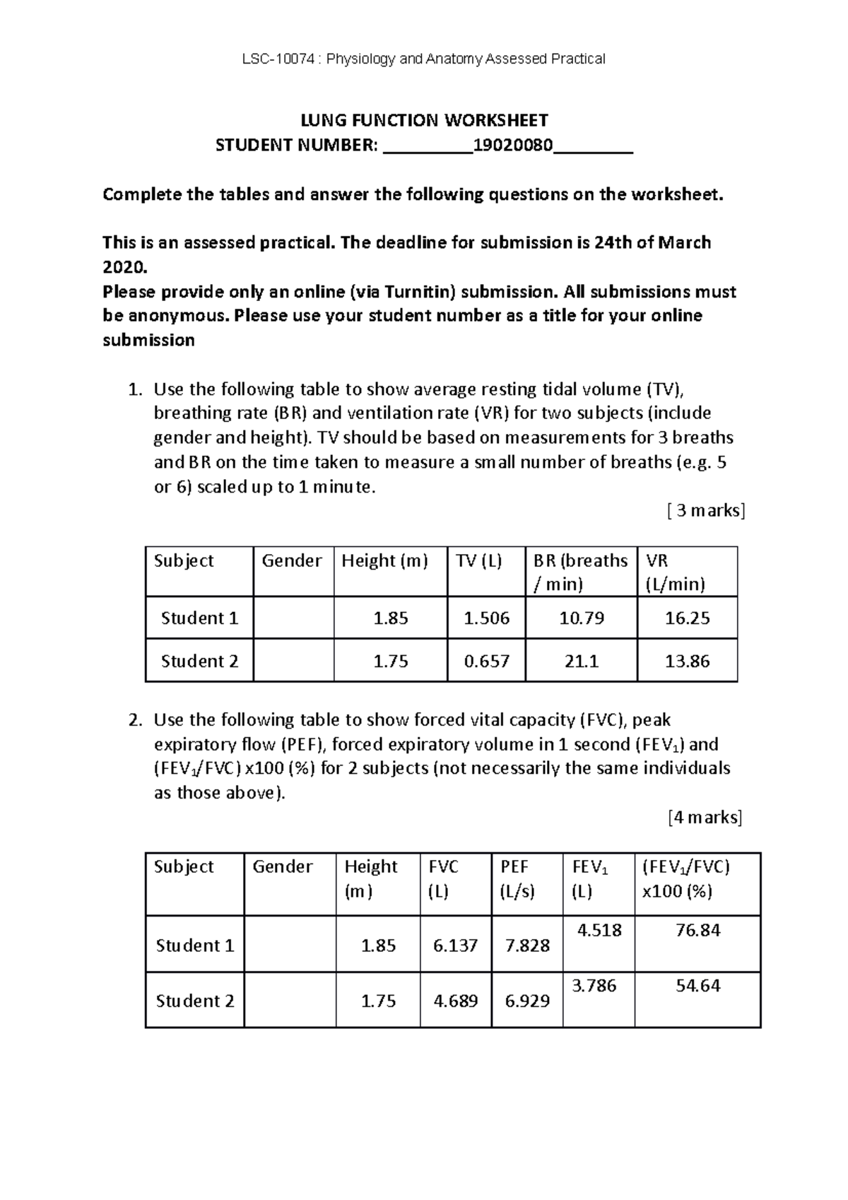 LSC-10074 Lung function ICA - LSC-10074 : Physiology and Anatomy ...