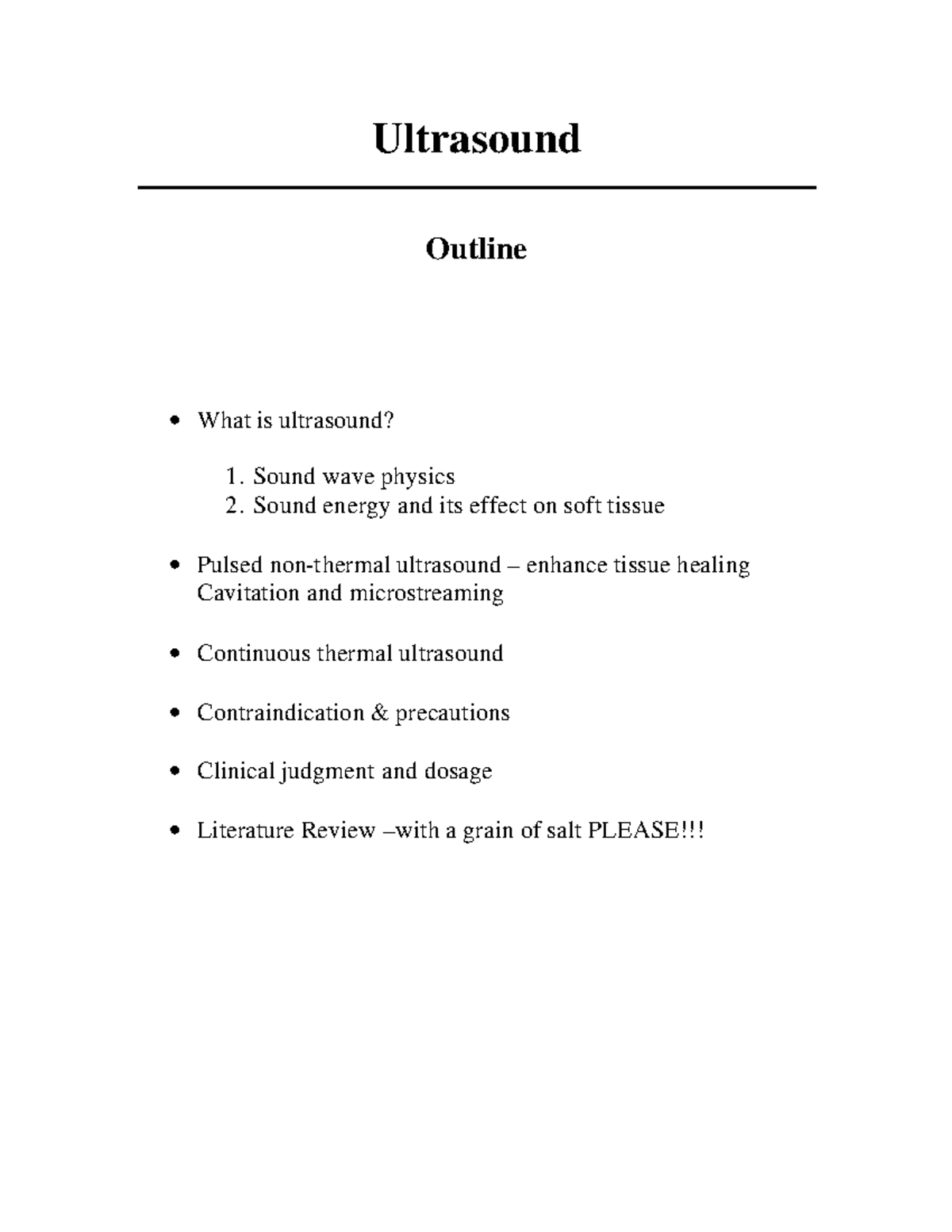 Ultrasound - anatomy 1 - Ultrasound Outline What is ultrasound? 1 ...