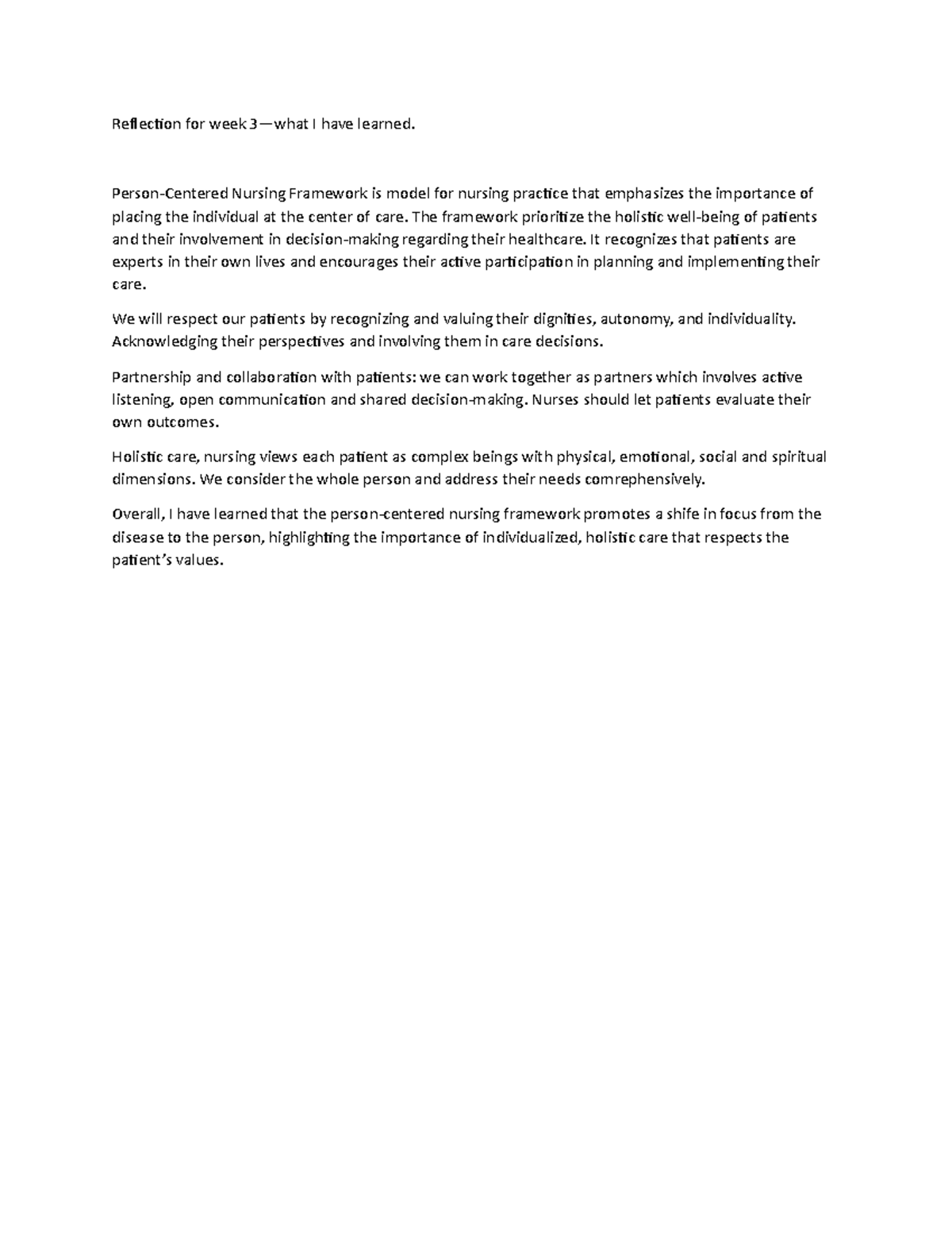 Reflection for week 3 - week 3 - Reflection for week 3—what I have ...