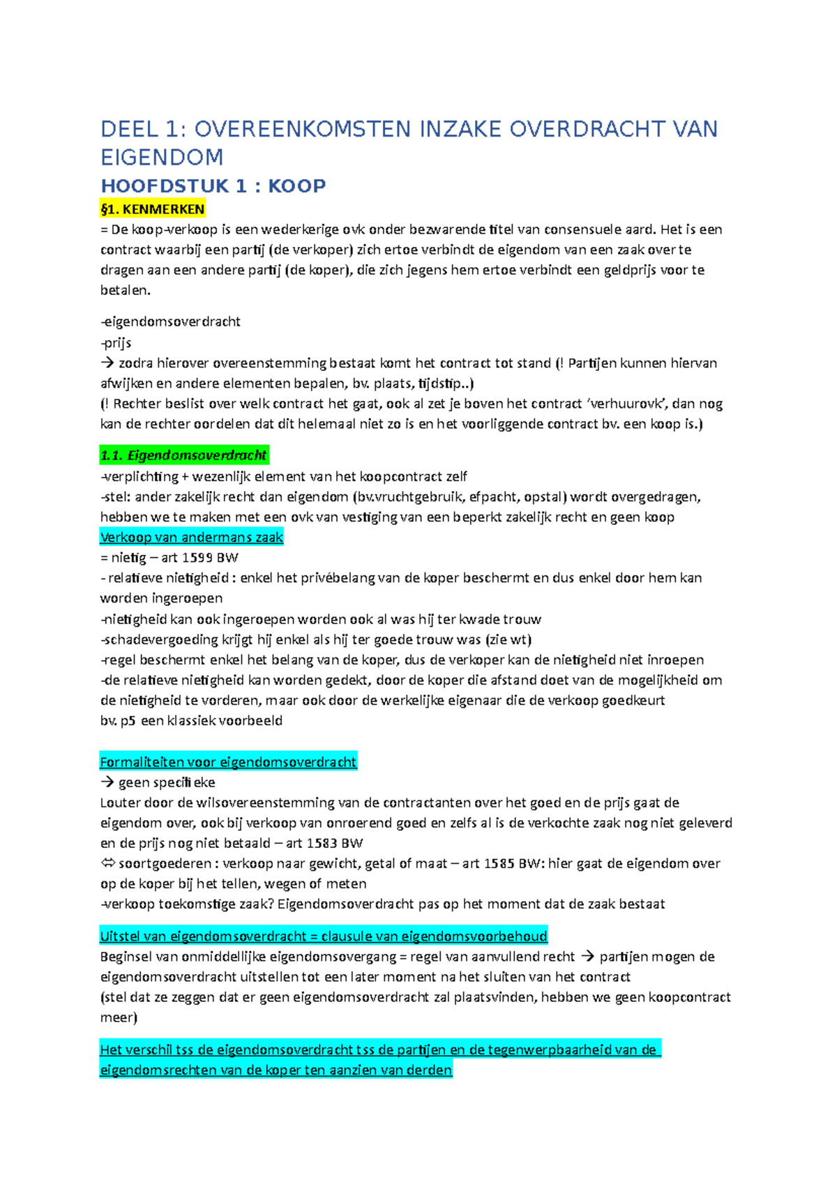 Contractenrecht - Bijzondere overeenkomsten - DEEL 1: OVEREENKOMSTEN ...