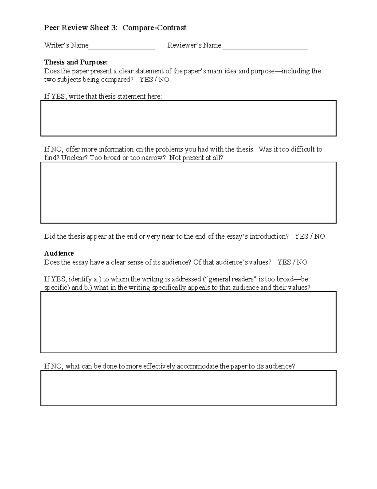 Peer edit Comp&Cont - chart - Peer Review Sheet 3: Compare-Contrast ...
