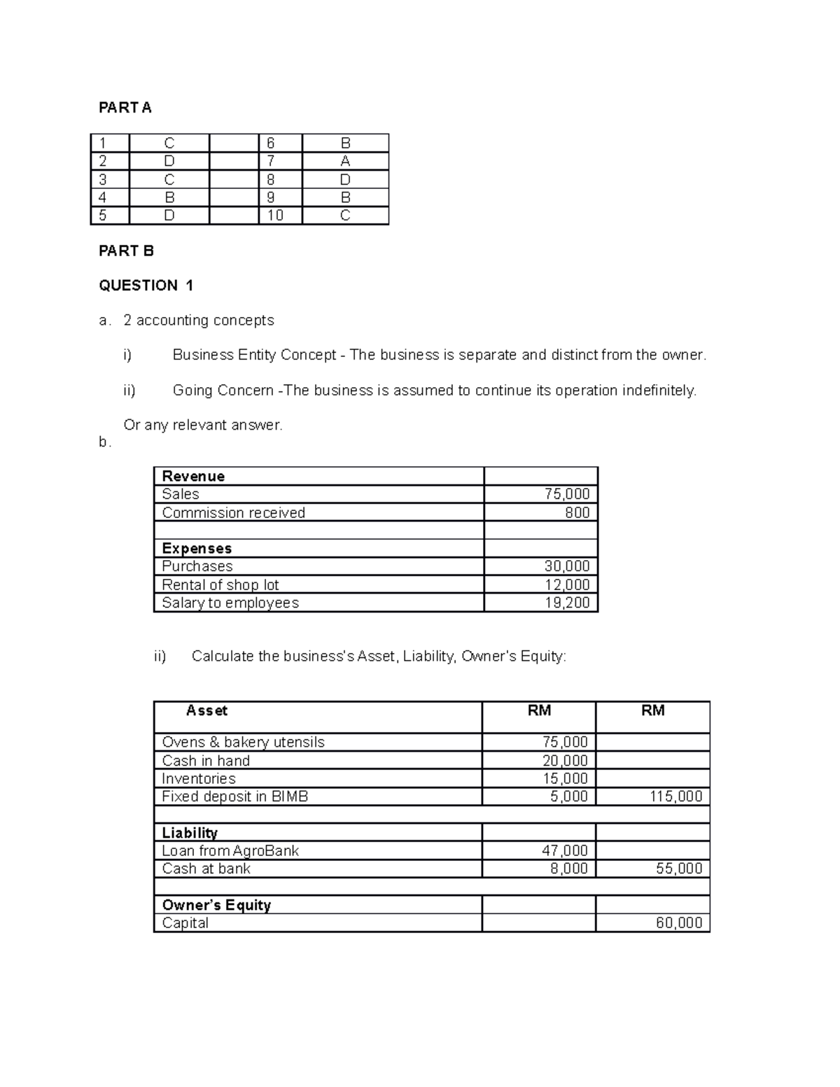 Solution ACC106 March 2017 - PART A 1 C 6 B 2 D 7 A 3 C 8 D 4 B 9 B 5 D ...