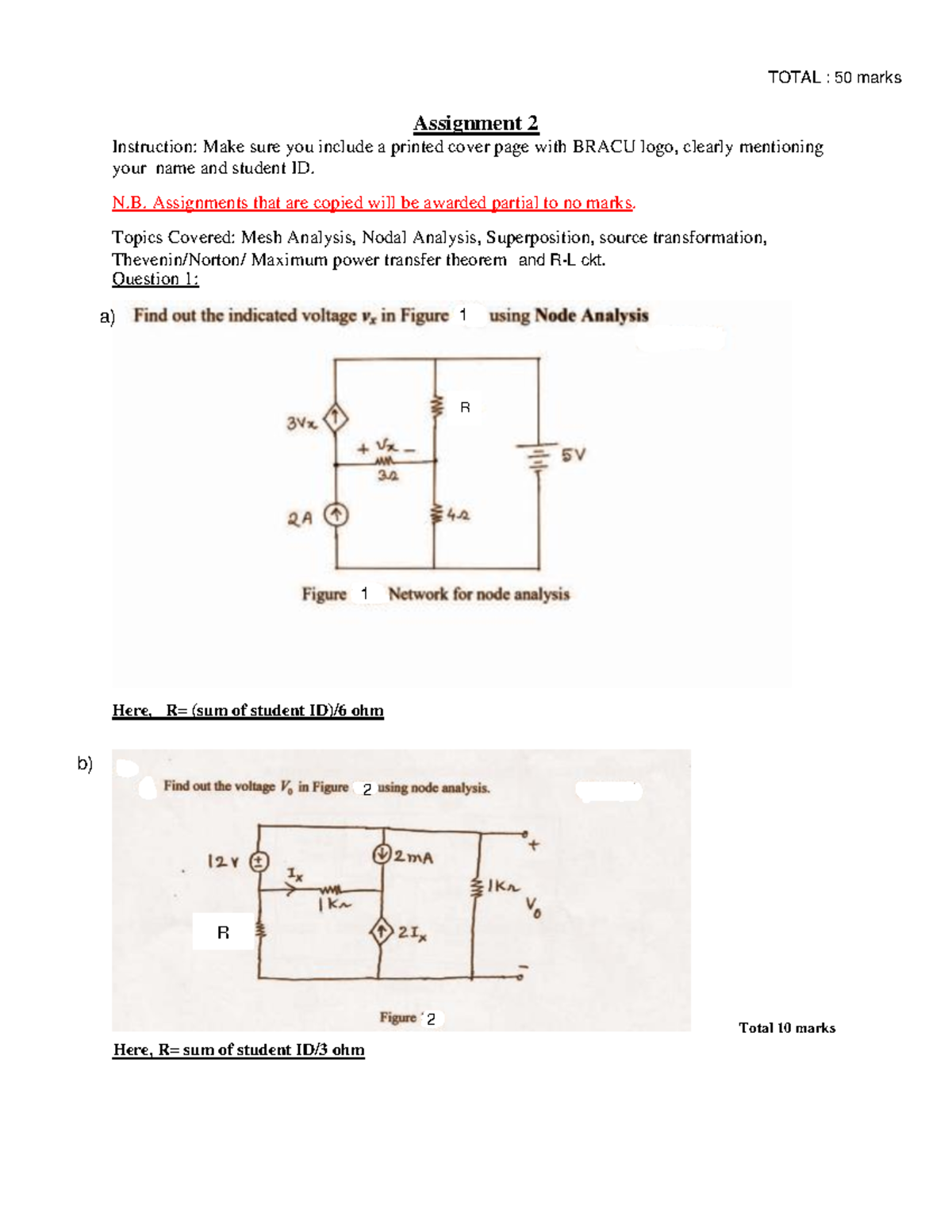 Assignment 2 - Linear algebra - Assignment 2 Instruction: Make sure you include a printed cover ...