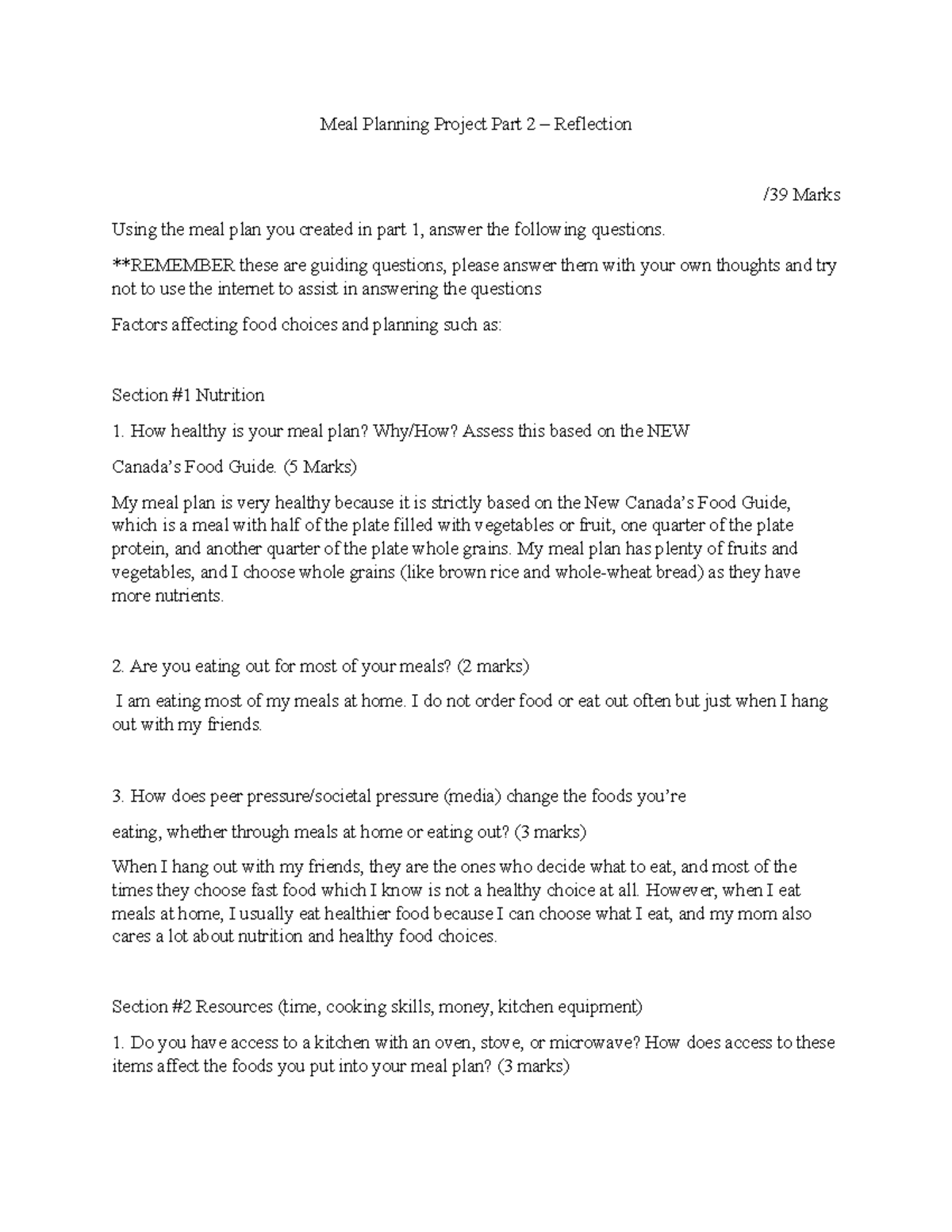 MEAL PLAN #2 - Healthy meal plan - Meal Planning Project Part 2 ...